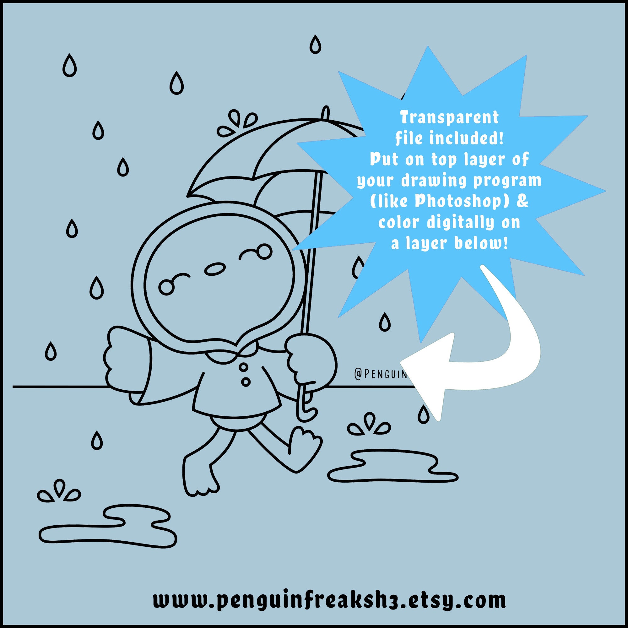 Rainy Day Duck Printable Coloring Page - Etsy