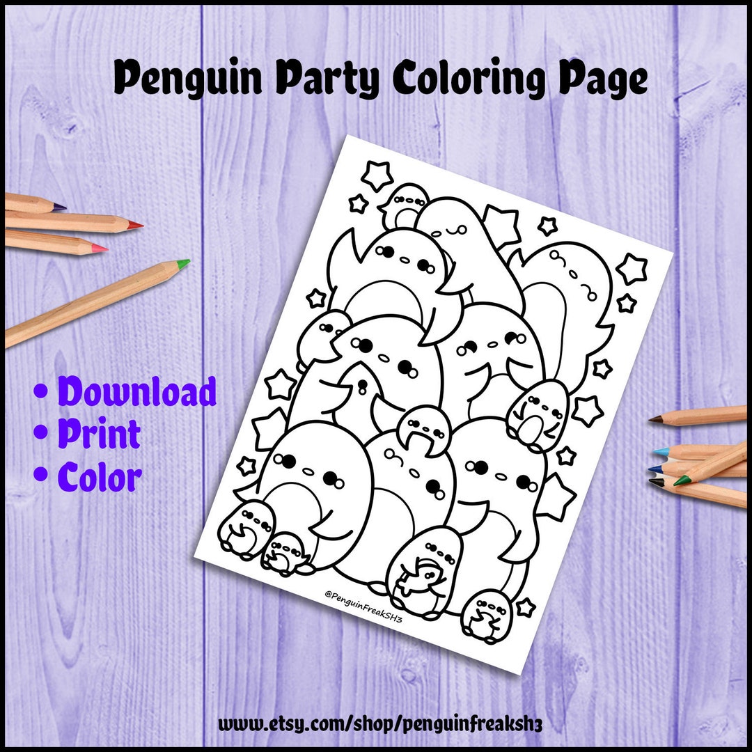 Cute Chubby Penguin Printable Coloring Page - Etsy