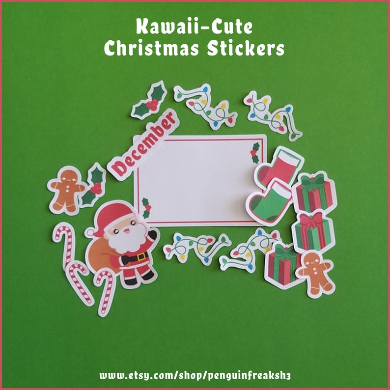 Kawaii Cute Christmas Sticker Packs for Bullet Journals, Planners and ...
