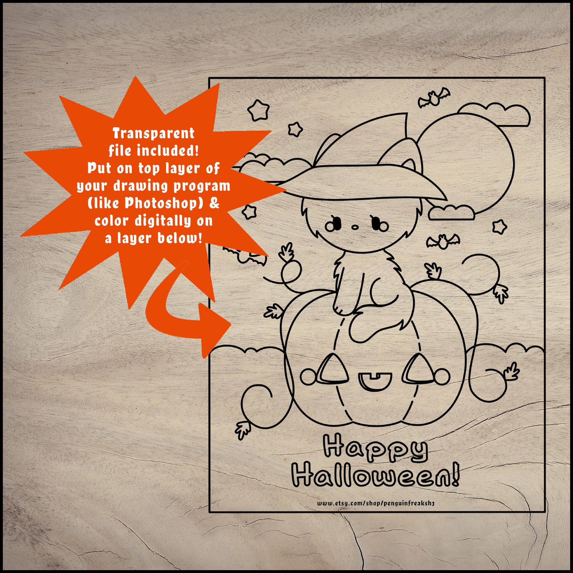 Witch Cat Halloween Printable Coloring Page - Etsy