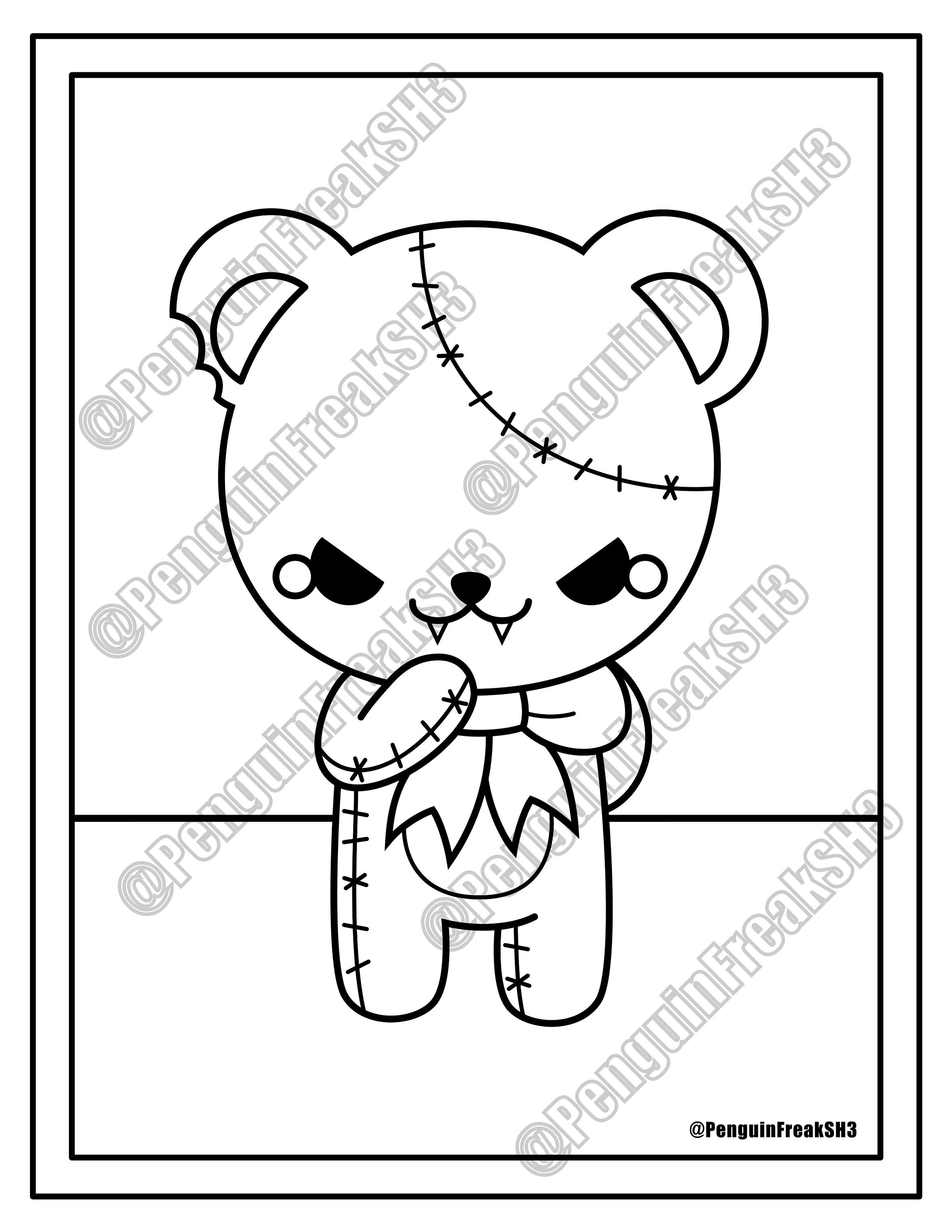 Kawaii Creepy Cute Halloween Coloring Pages Printable - Etsy