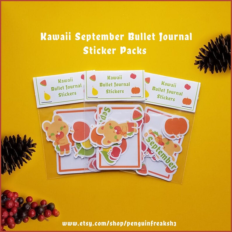Kawaii-cute September Harvest Bullet Journal and Planner Sticker Pack ...