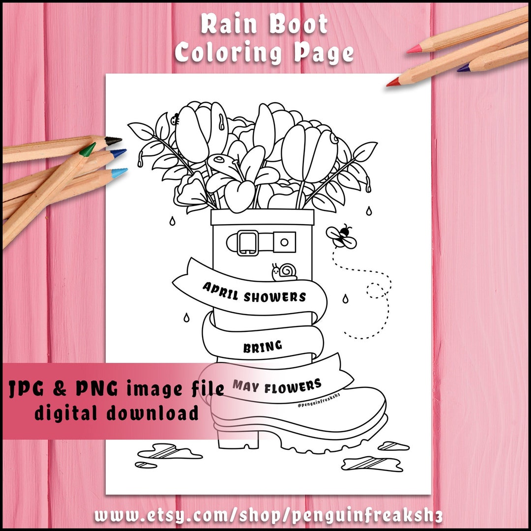 Rain Boot Bouquet Coloring Page (digital Download) - Etsy