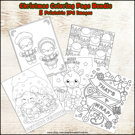 Cute Kawaii Christmas Holiday Printable Coloring Page Digital - Etsy