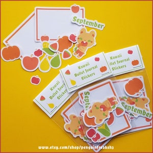 Kawaii-cute September Harvest Bullet Journal and Planner Sticker Pack ...