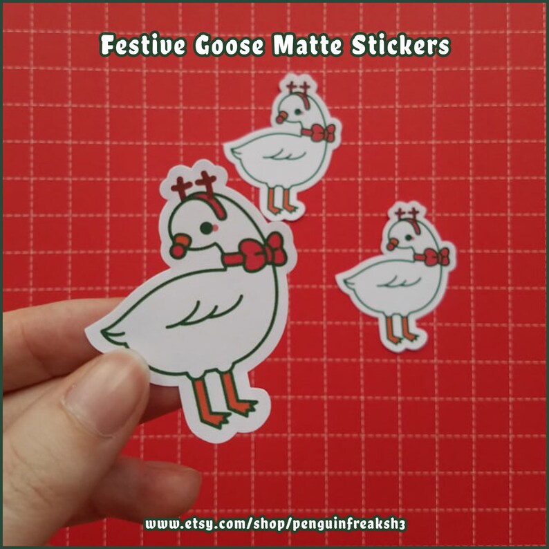 Kawaii Cute Festive Christmas Goose Matte Stickers, Holiday Stickers ...