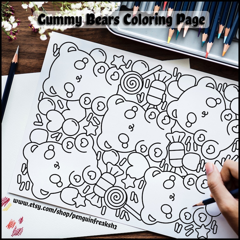 Gummy Bear Candy Printable Coloring Page - Etsy