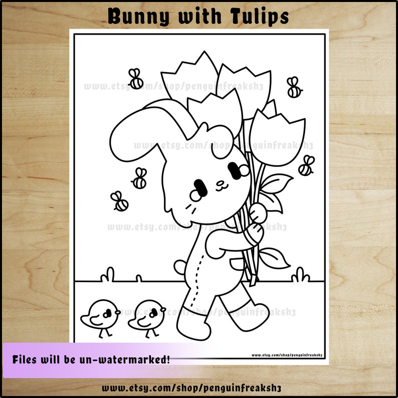 Kawaii Cute Easter Springtime Printable Coloring Pages, Bunny Rabbit ...