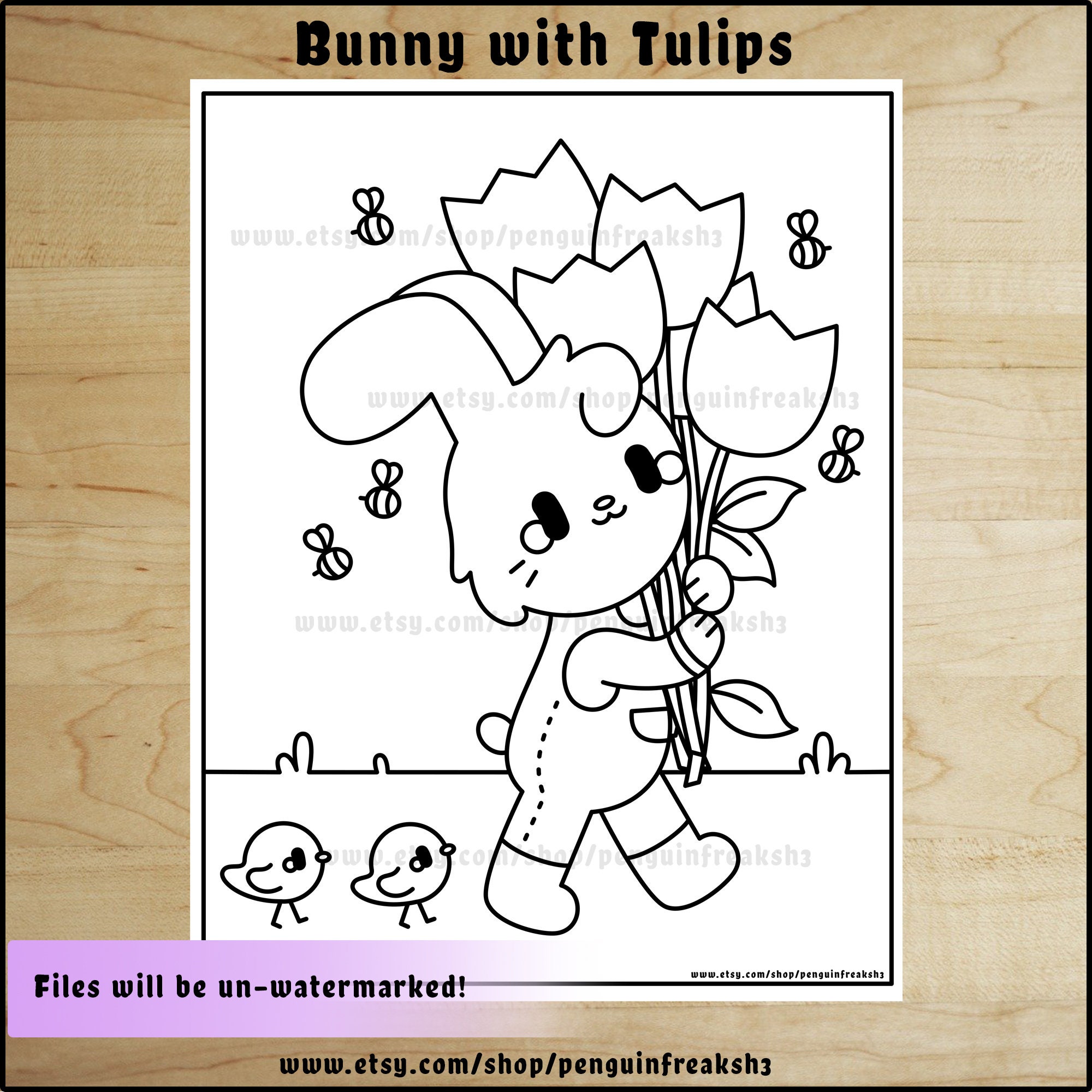 Kawaii Cute Easter Springtime Printable Coloring Pages, Bunny Rabbit ...