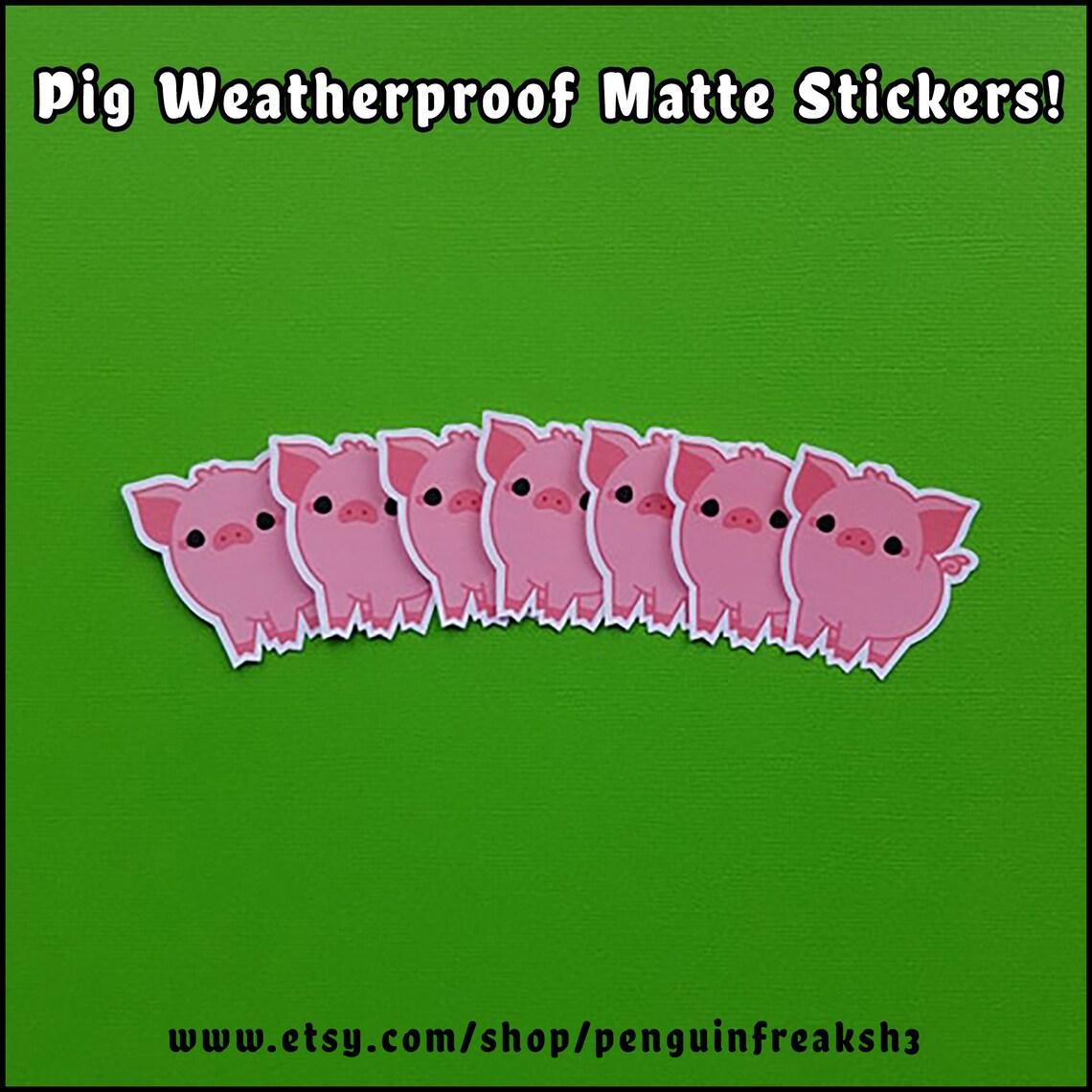 Pig Weatherproof Matte Stickers Kawaii Cute Animal Sticker - Etsy