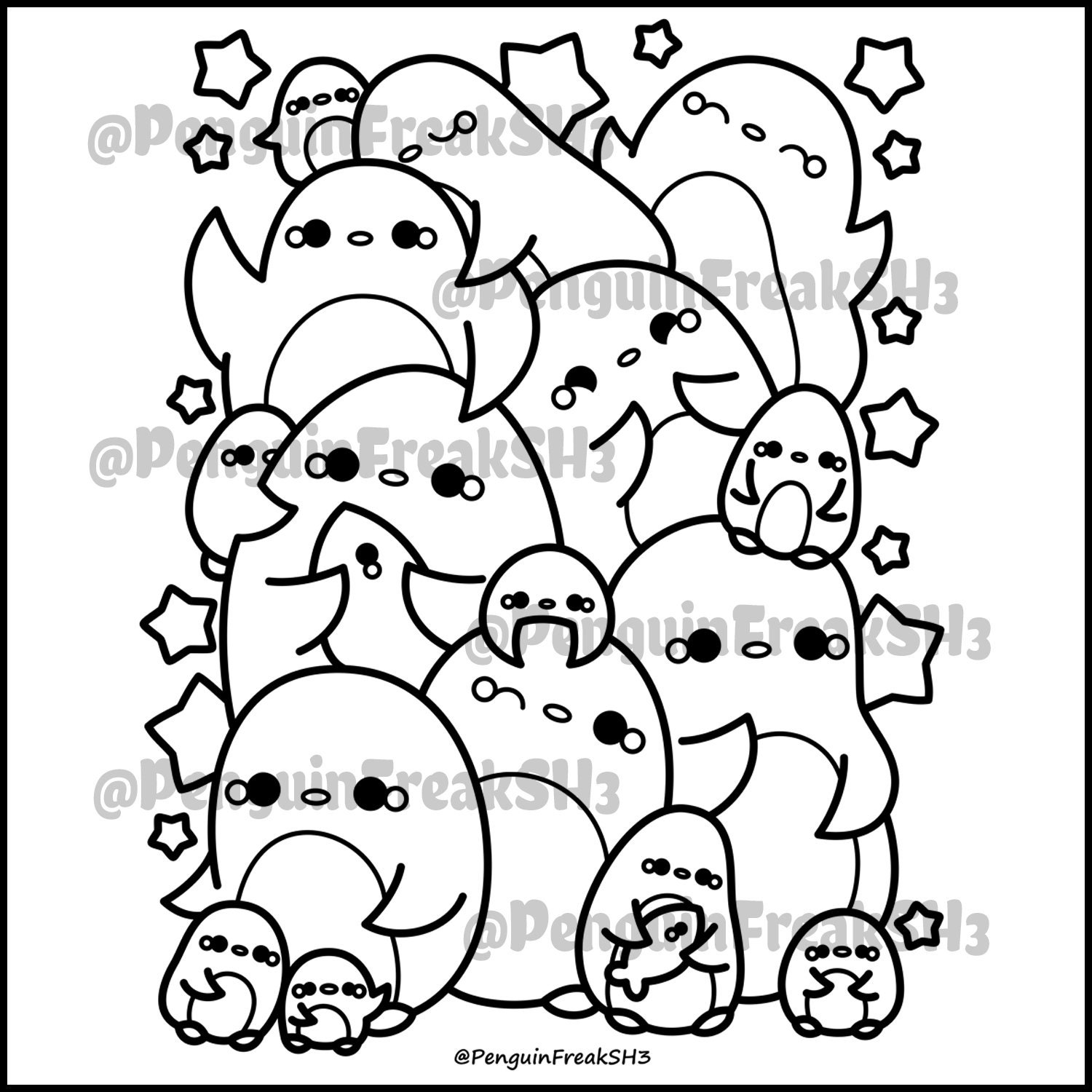 Cute Chubby Penguin Printable Coloring Page - Etsy