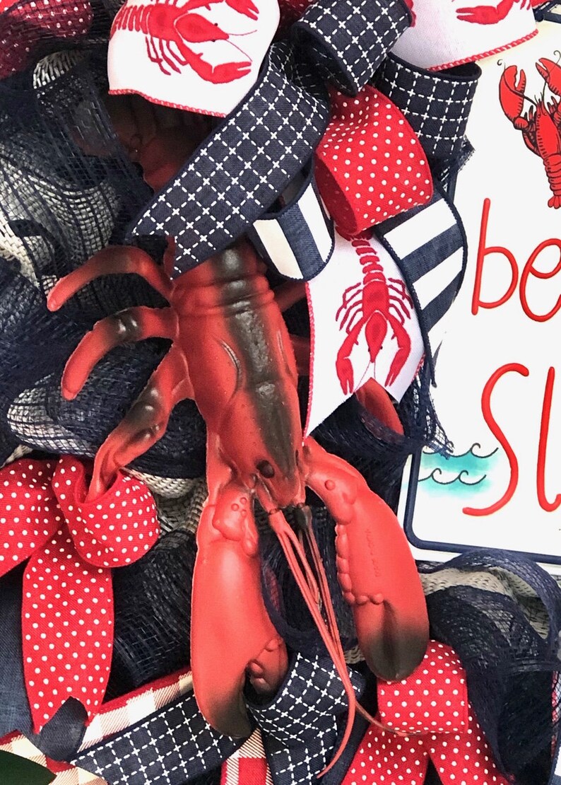 Lobster Beach Summer Wreath Cape Cod Front Door Decor - Etsy