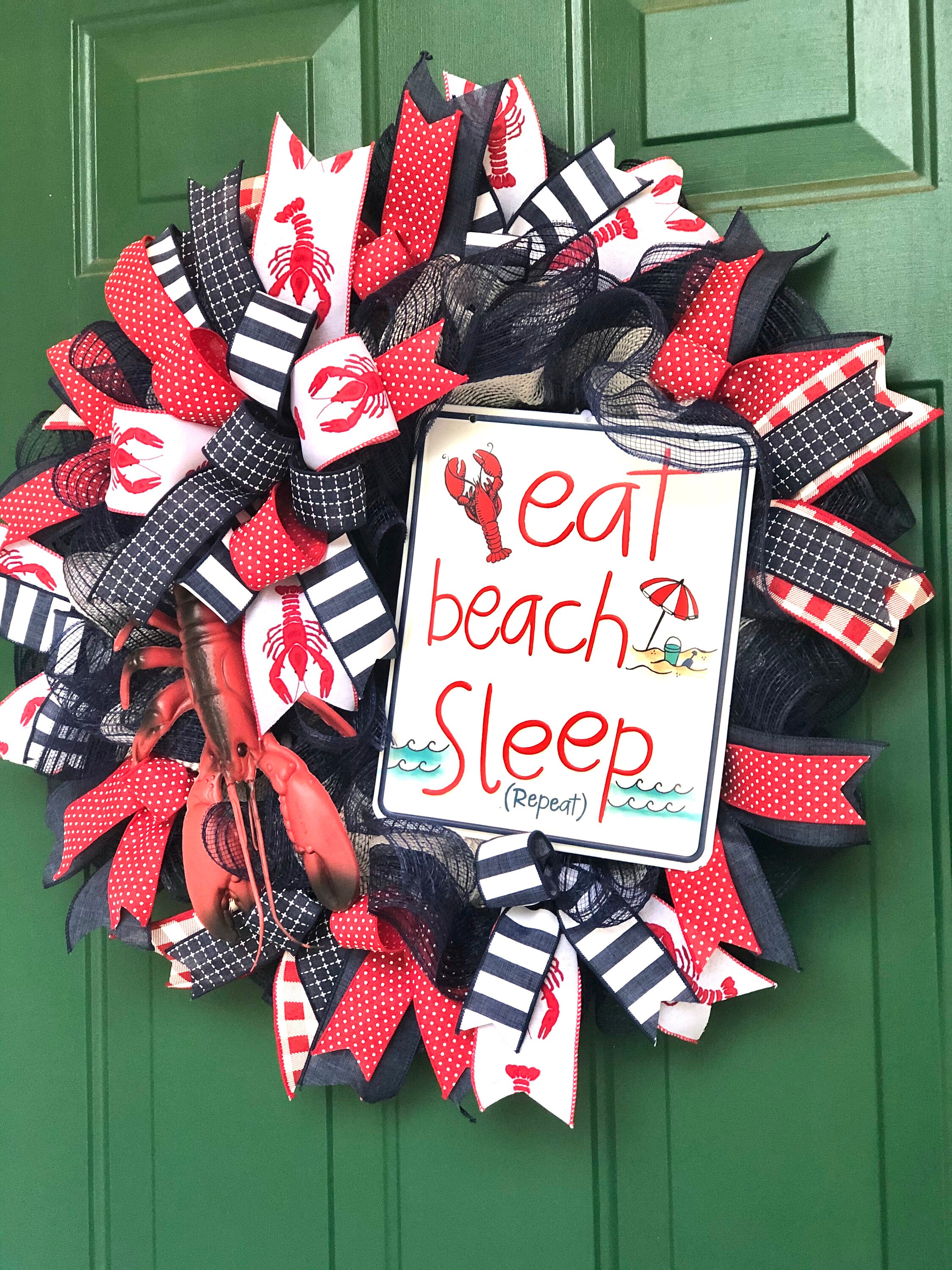 Lobster Beach Summer Wreath Cape Cod Front Door Decor - Etsy