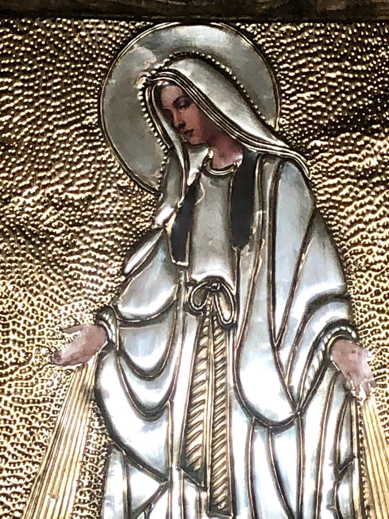Rustic Wood Frame With the Virgin Mary of Miraculous Medals/ Virgen ...