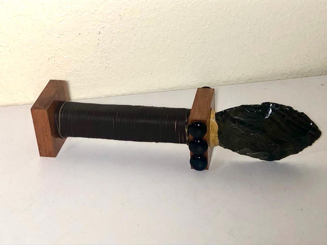 Aztec Inspired Wooden Ritual Knife With Obsidian Blade - for Decorative ...