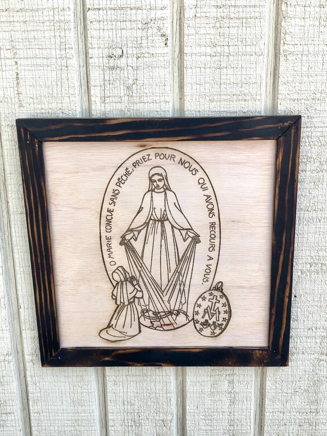 Handmade Wooden Engraved Frame – Virgin Mary, Rustic Catholic Decor - Etsy