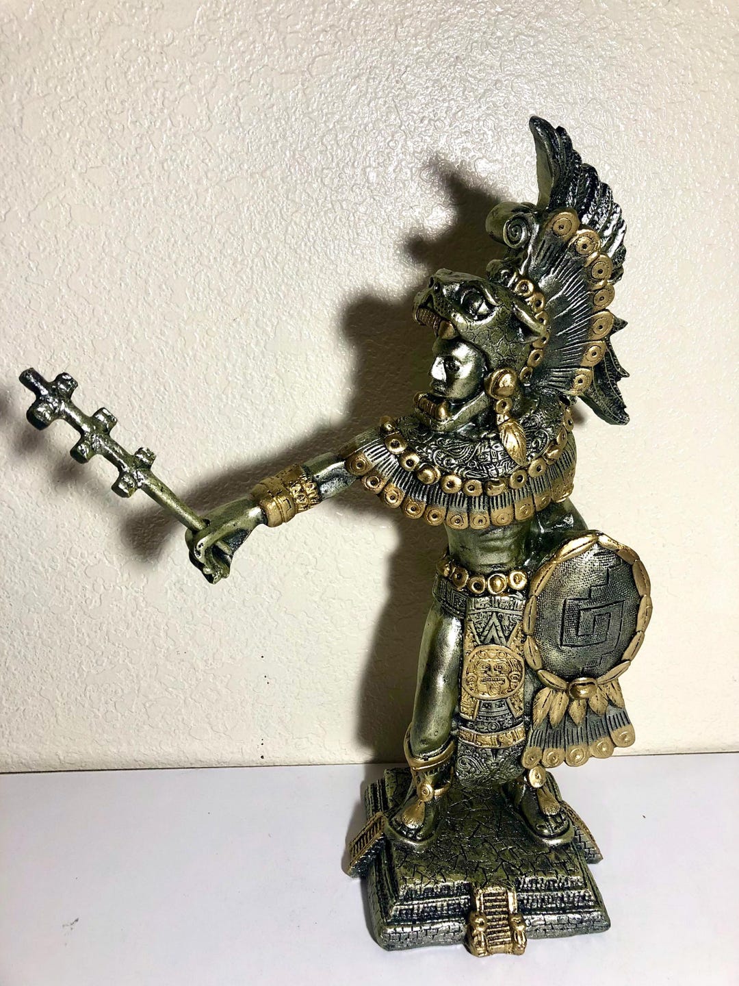 Aztec Jaguar Warrior With Weapon and Shield- Aztec Calendar on Skirt - Etsy