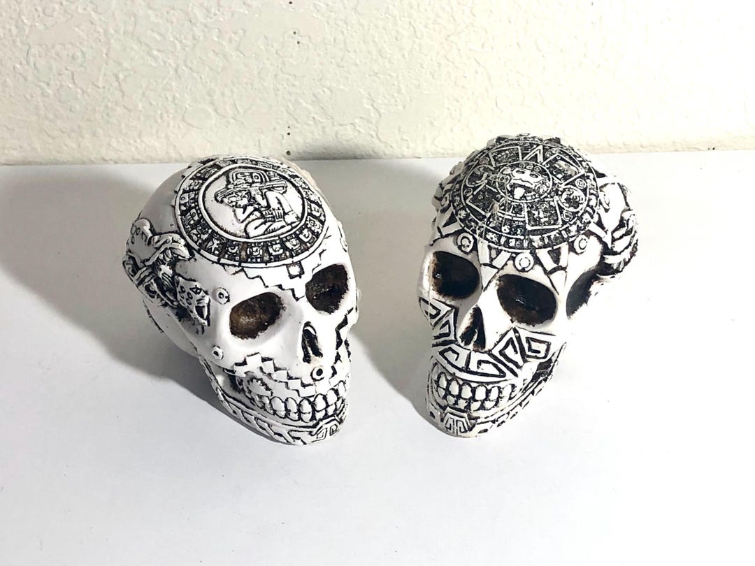 Skull With Aztec Calendar & Skull With Mayan Calendar Set of 2 - Etsy