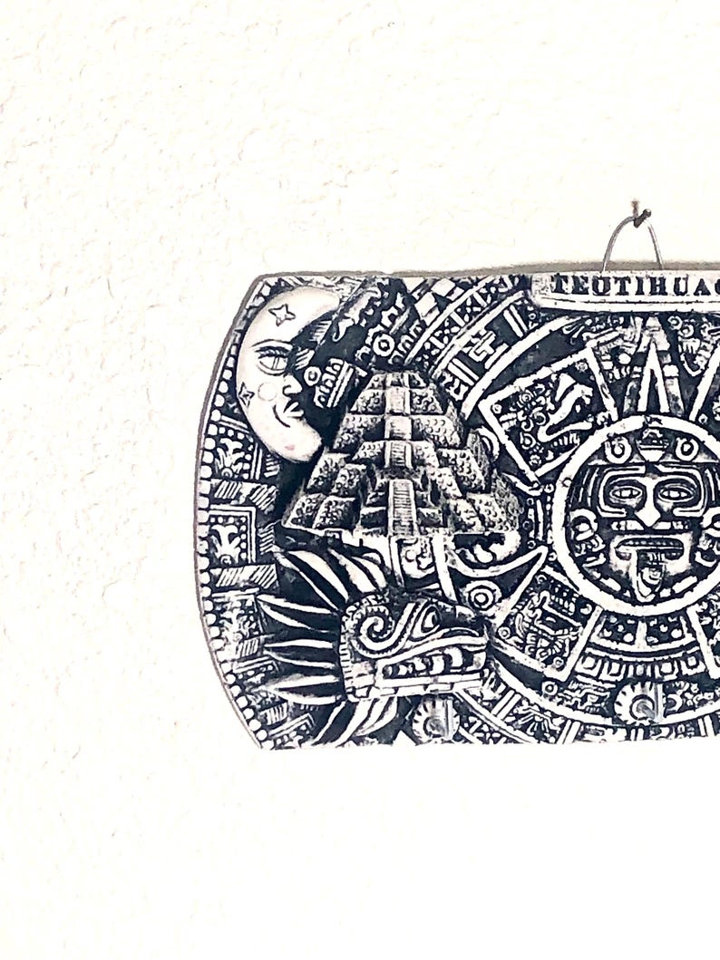 Aztec Calendar With Pyramids of the Sun & Moon and Feathered Serpent ...