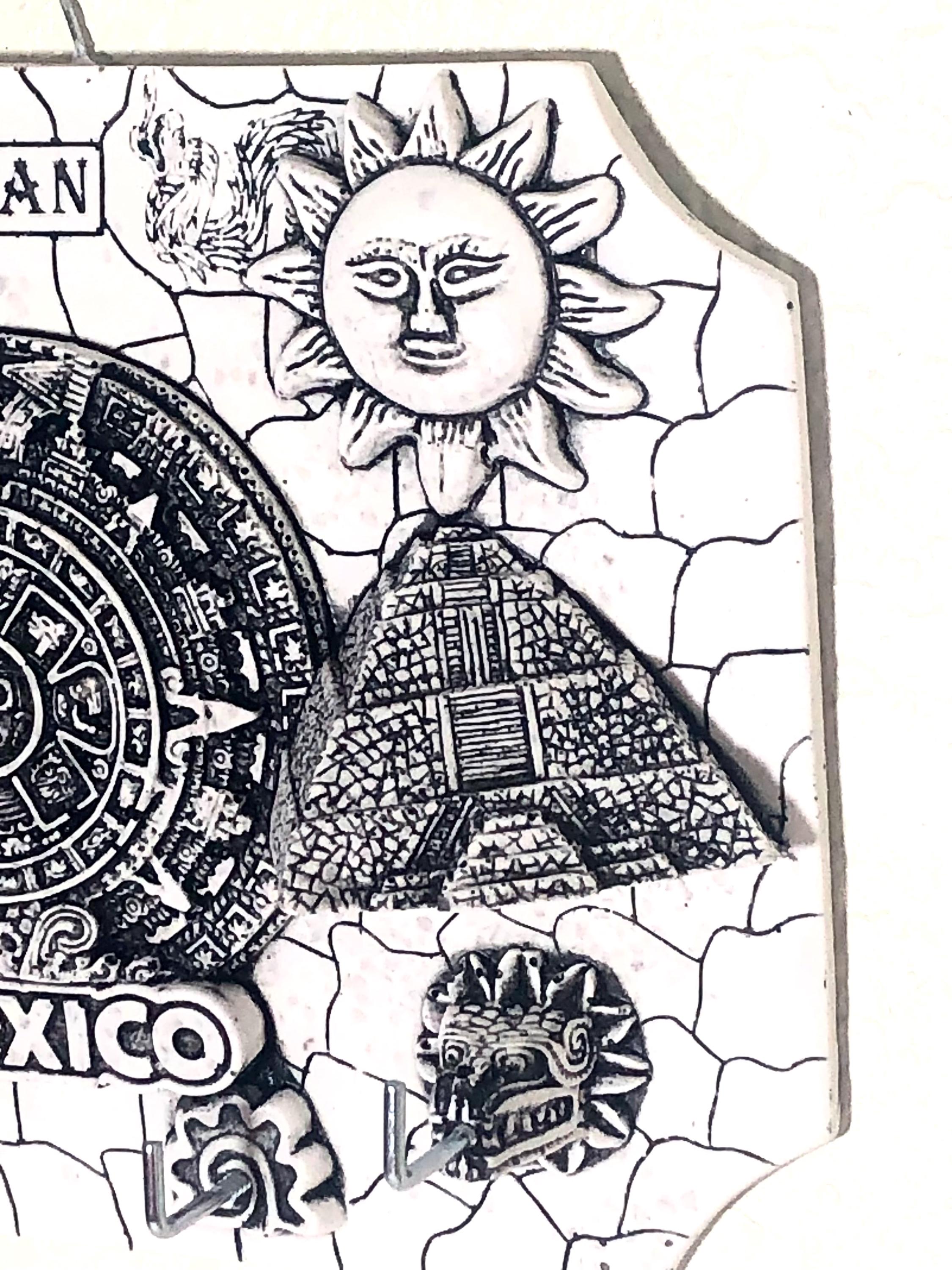 Aztec Calendar With Pyramids of the Sun & Moon and Feathered Serpent ...