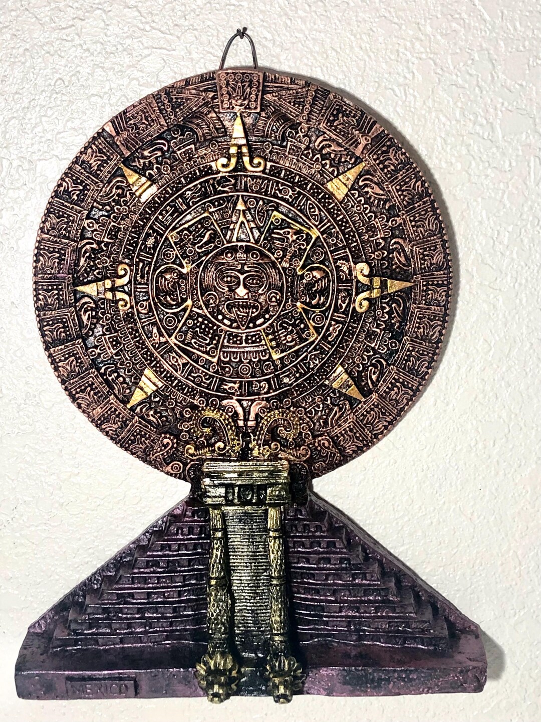 Aztec Calendar on Top of Pyramid Wall Plaque - Etsy