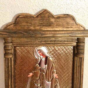 Rustic Wood Frame With Virgin Mary With Miraculous Medals in Embossed ...