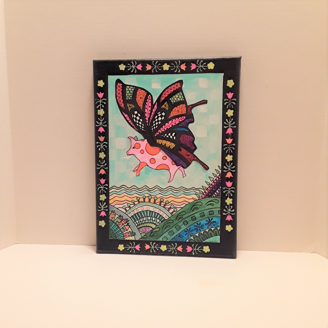 My PIG CAN FLY. Mixed Media Collage, Flying Pigs - Etsy