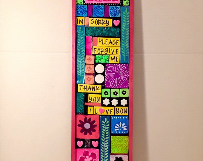 RAINBOW HO'OPONOPONO. Original Polymer Clay Mosaic, 5"x18", Ho ...