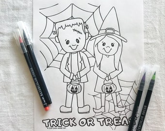 Happy Halloween Witch Coloring Book Page Image for Kids, Students or ...