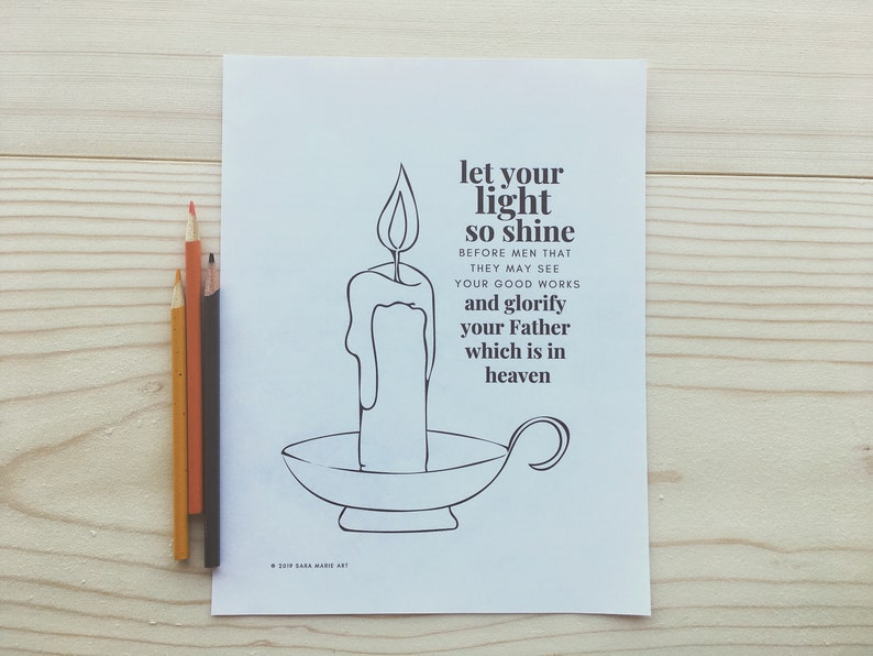 Let Your Light so Shine Coloring Page - Etsy