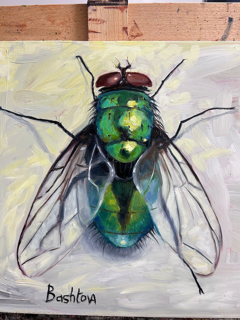 Green Fly Oil Painting, Dark Academia Entomology Artwork, Gothic Study ...