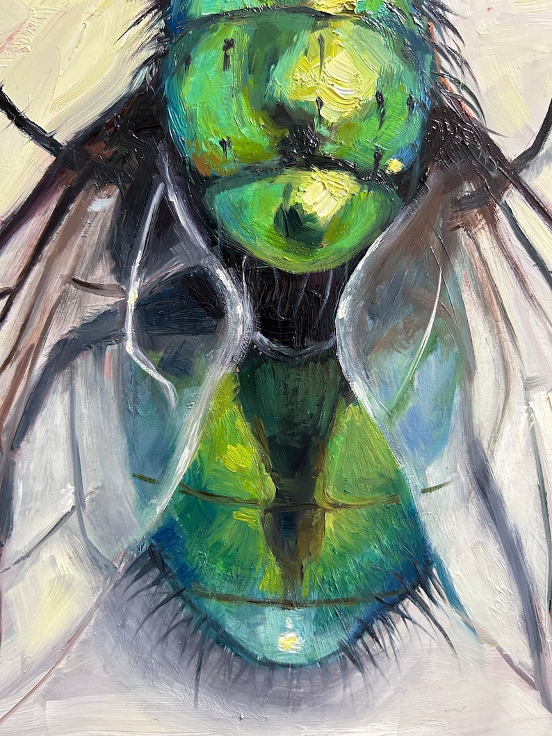 Green Fly Oil Painting, Dark Academia Entomology Artwork, Gothic Study ...