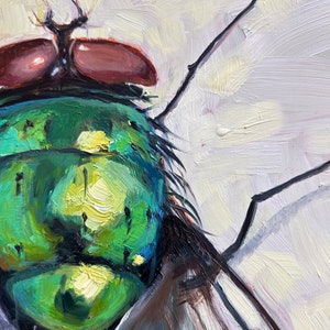 Green Fly Oil Painting, Dark Academia Entomology Artwork, Gothic Study ...