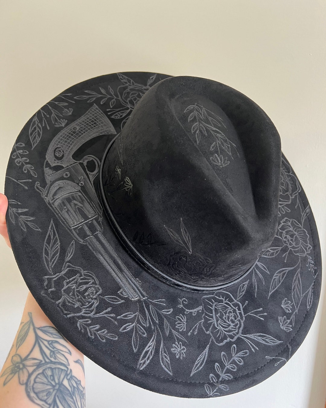 Custom Burned Black Felt Hat - Etsy