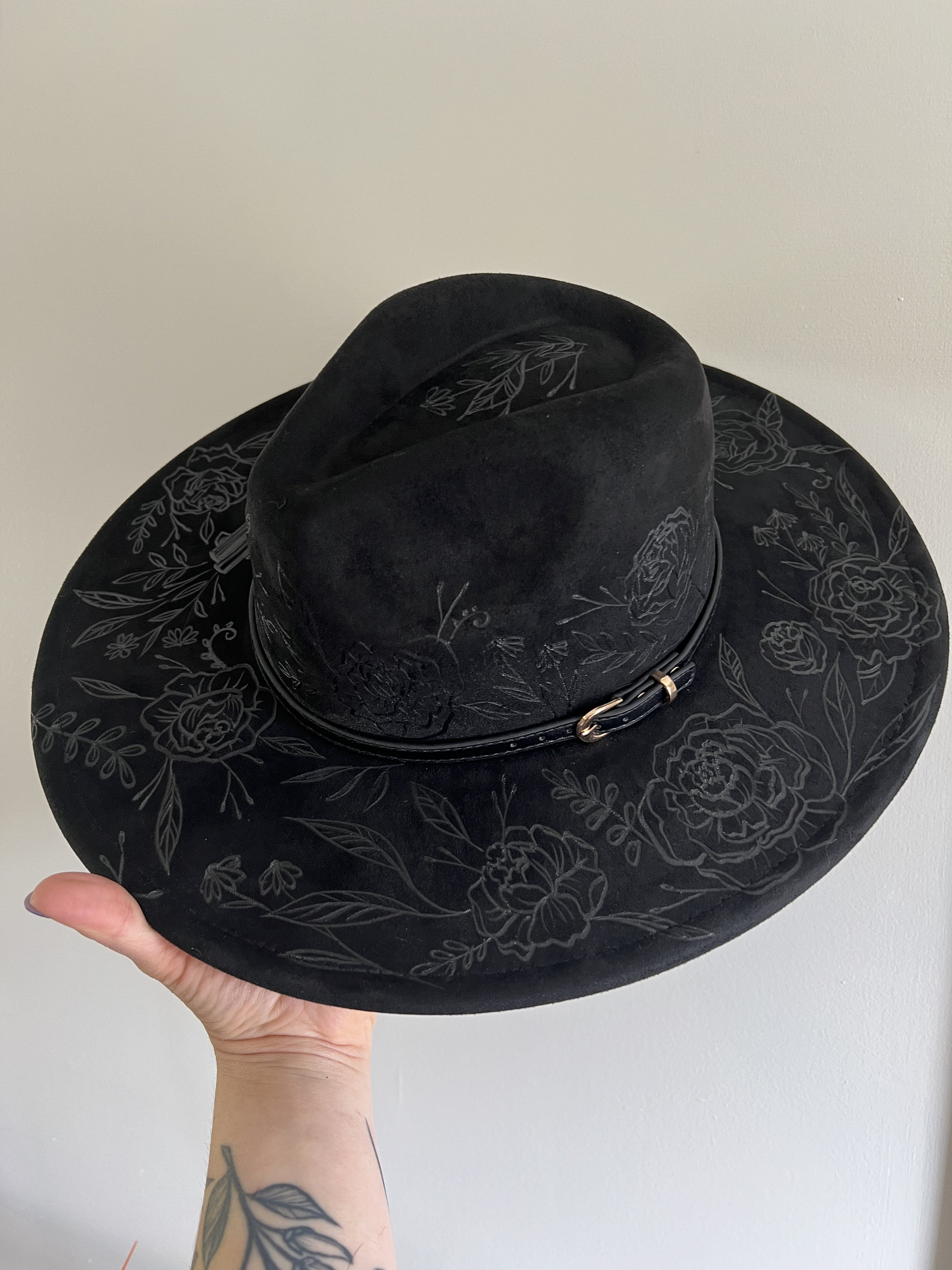 Custom Burned Black Felt Hat - Etsy