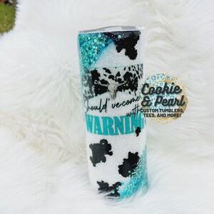 Warning Cow Print Turquoise Milky Way Glitter Tumbler - Etsy