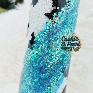 Warning Cow Print Turquoise Milky Way Glitter Tumbler - Etsy