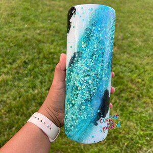 Warning Cow Print Turquoise Milky Way Glitter Tumbler - Etsy