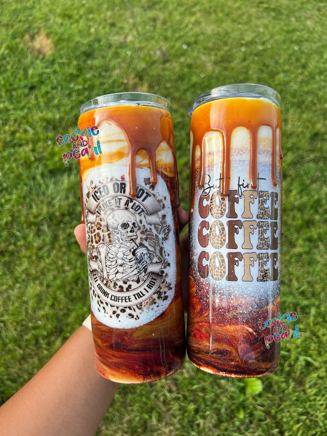 Coffee Addict Coffee Swirl Caramel Drip Tumbler - Etsy