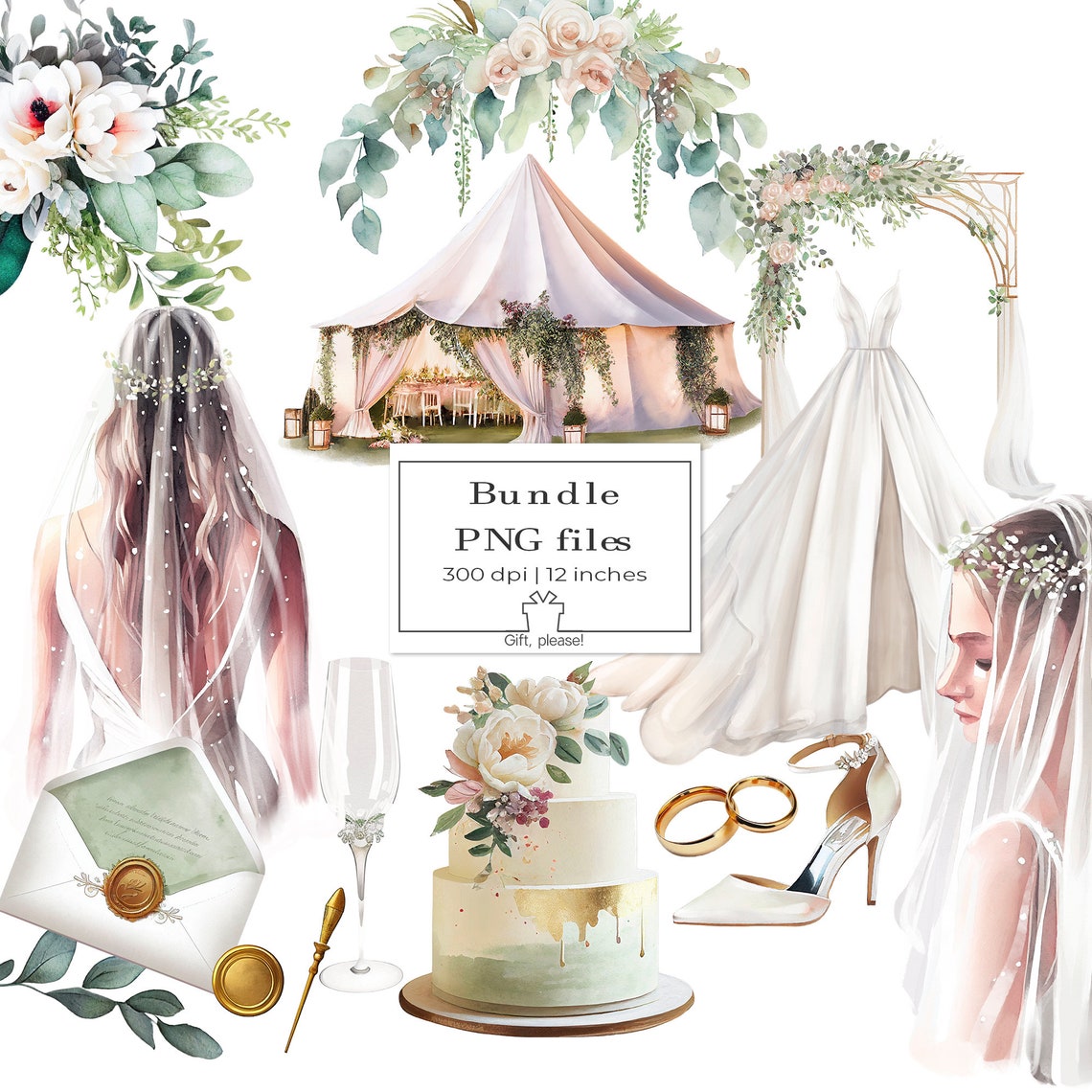 Wedding Scene PNG Wedding Day Clipart Just Married Clipart - Etsy