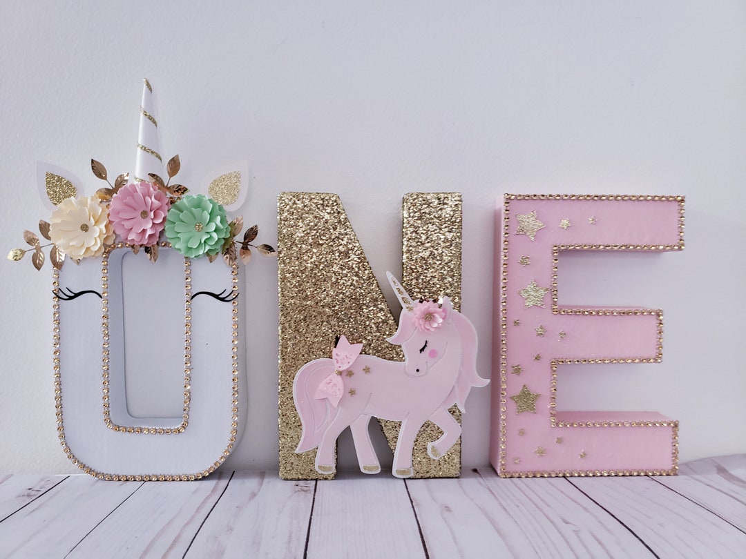 Unicorn One Letters, ONE Sign Photo Prop, Unicorn Birthday Party ...