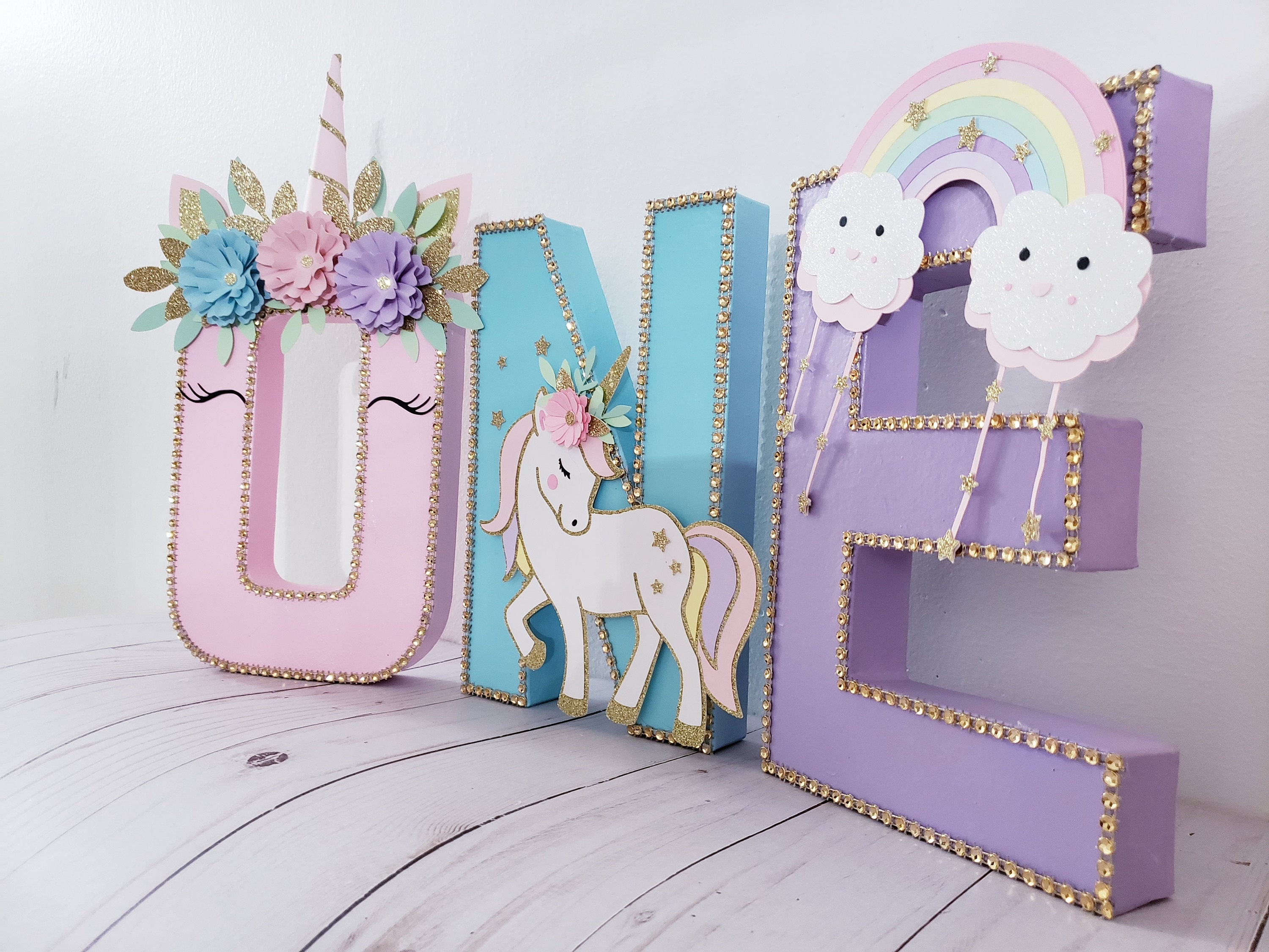 Unicorn One Letters, ONE Sign Photo Prop, Unicorn Birthday Party ...