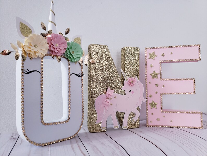 Unicorn One Letters ONE Sign Photo Prop Unicorn Birthday - Etsy