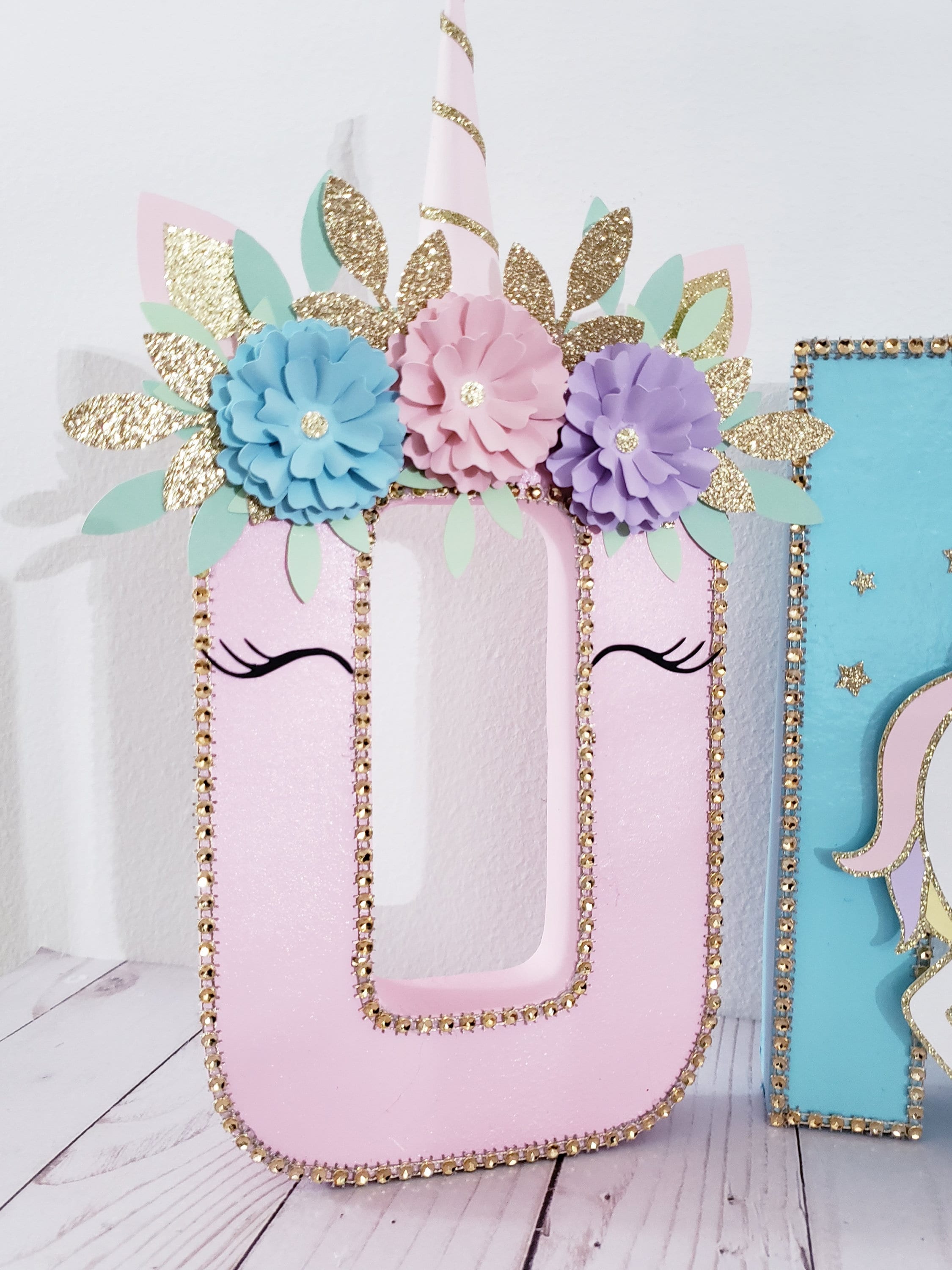 Unicorn One Letters, ONE Sign Photo Prop, Unicorn Birthday Party ...