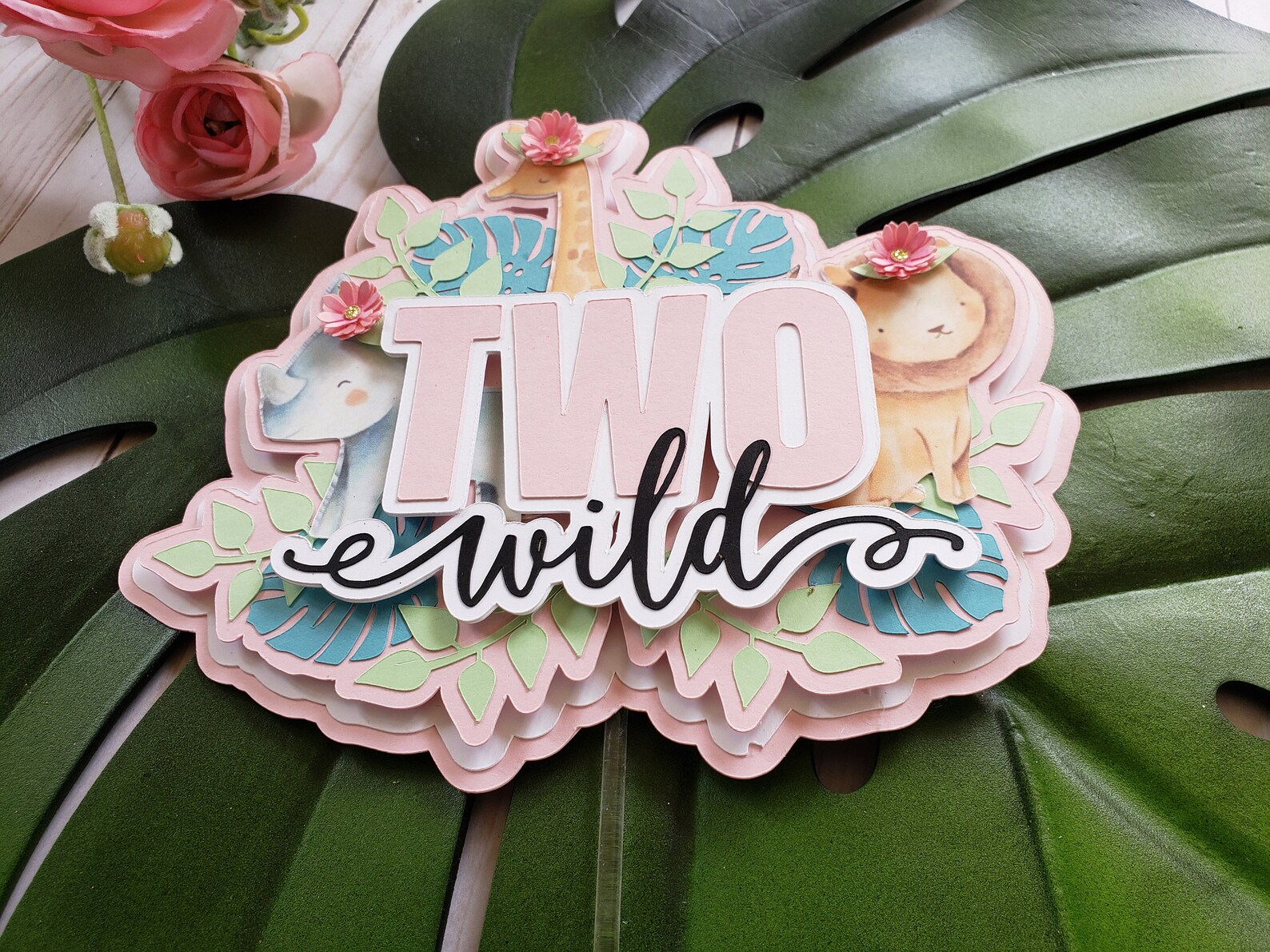 Two Wild Cake Topper, Safari Theme Party, Jungle Birthday Cake Topper ...