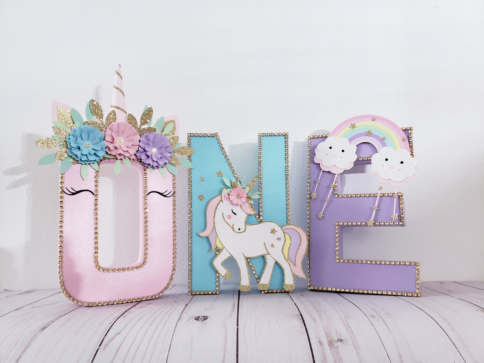 Unicorn One Letters, ONE Sign Photo Prop, Unicorn Birthday Party ...
