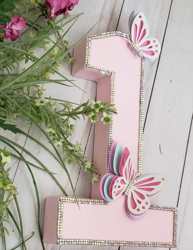 Number Photo Prop Butterfly Theme Party First Birthday Party - Etsy