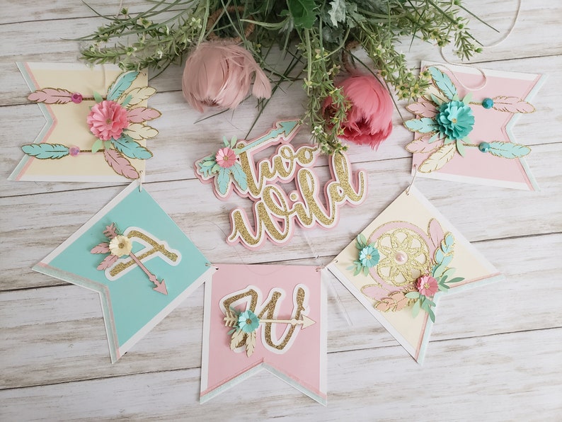 Tribal Boho Theme Banner Two Wild Party Banner Birthday | Etsy