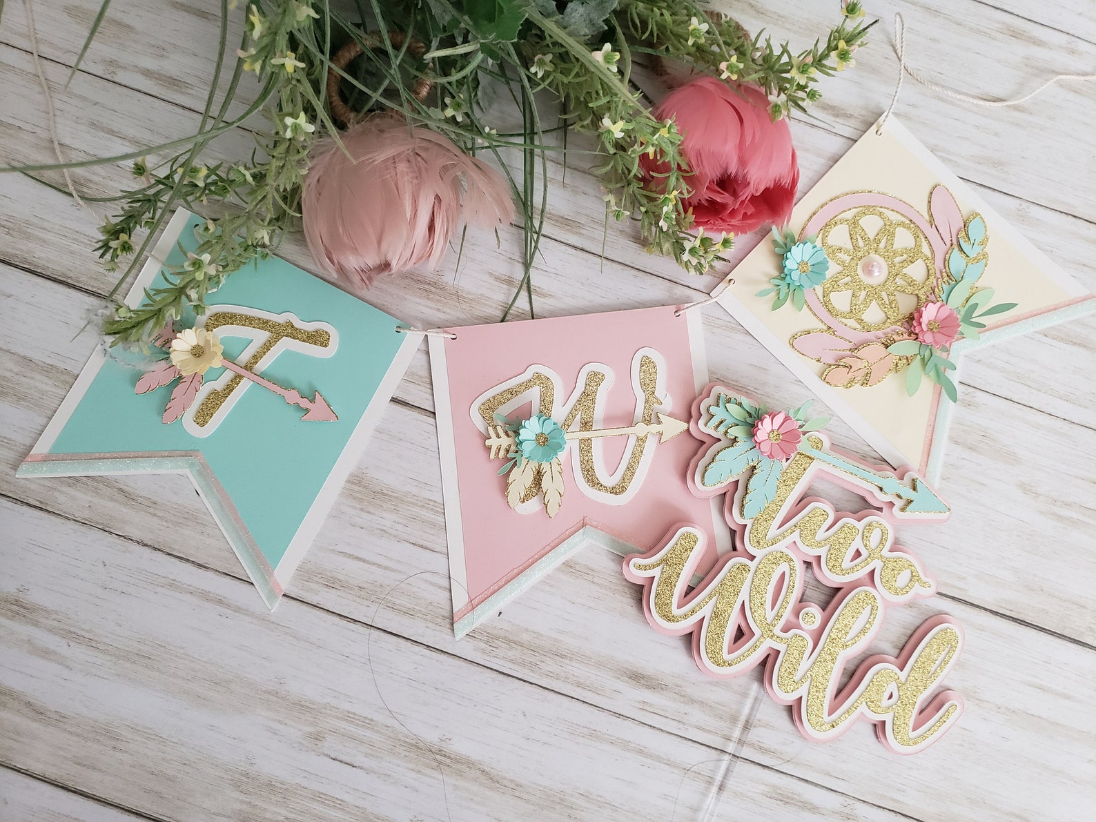 Tribal Boho Theme Banner, Two Wild Party Banner, Birthday Smash Photo ...