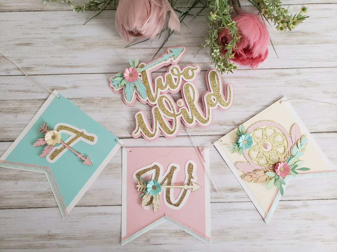 Tribal Boho Theme Banner, Two Wild Party Banner, Birthday Smash Photo ...